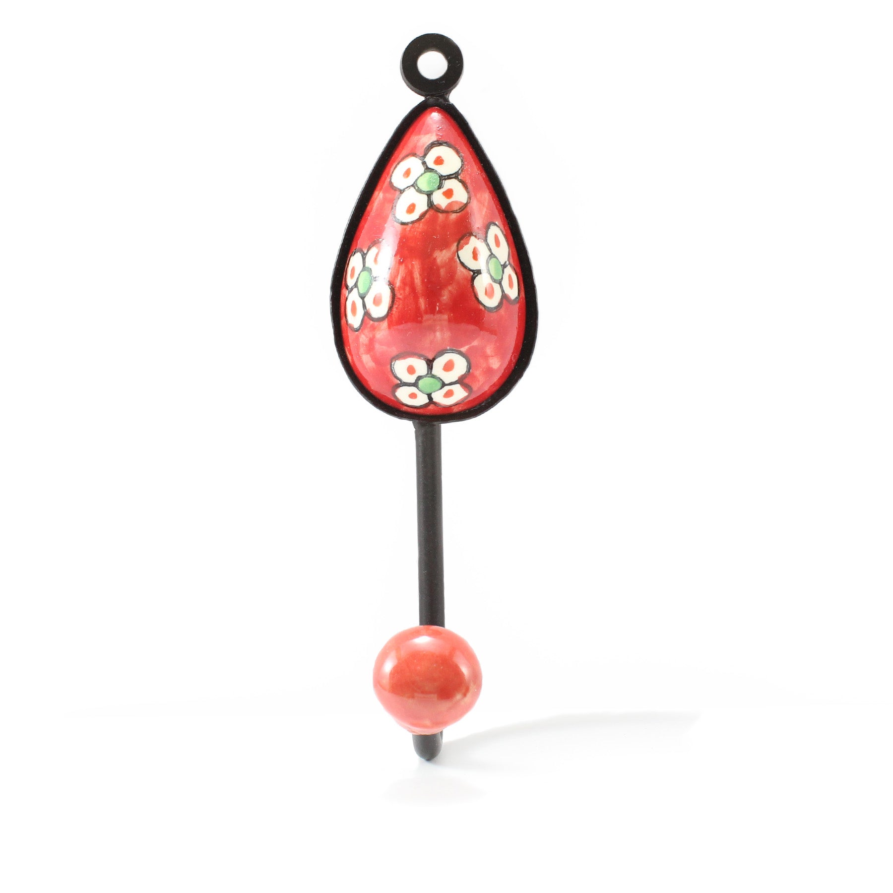 Handcrafted Red Wall Hook - Unique Rustic Artisan Touch