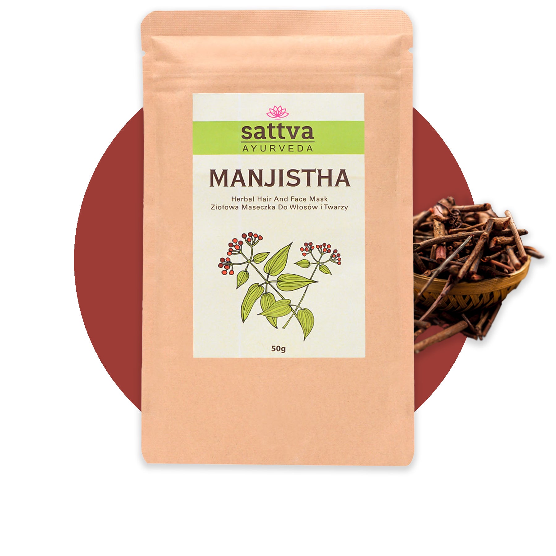 Manjistha Herbal Face & Hair Mask Powder